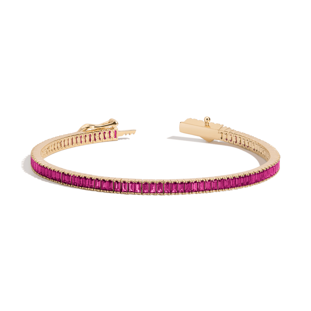 Lab Grown Red Ruby Baguette Tennis Bracelet