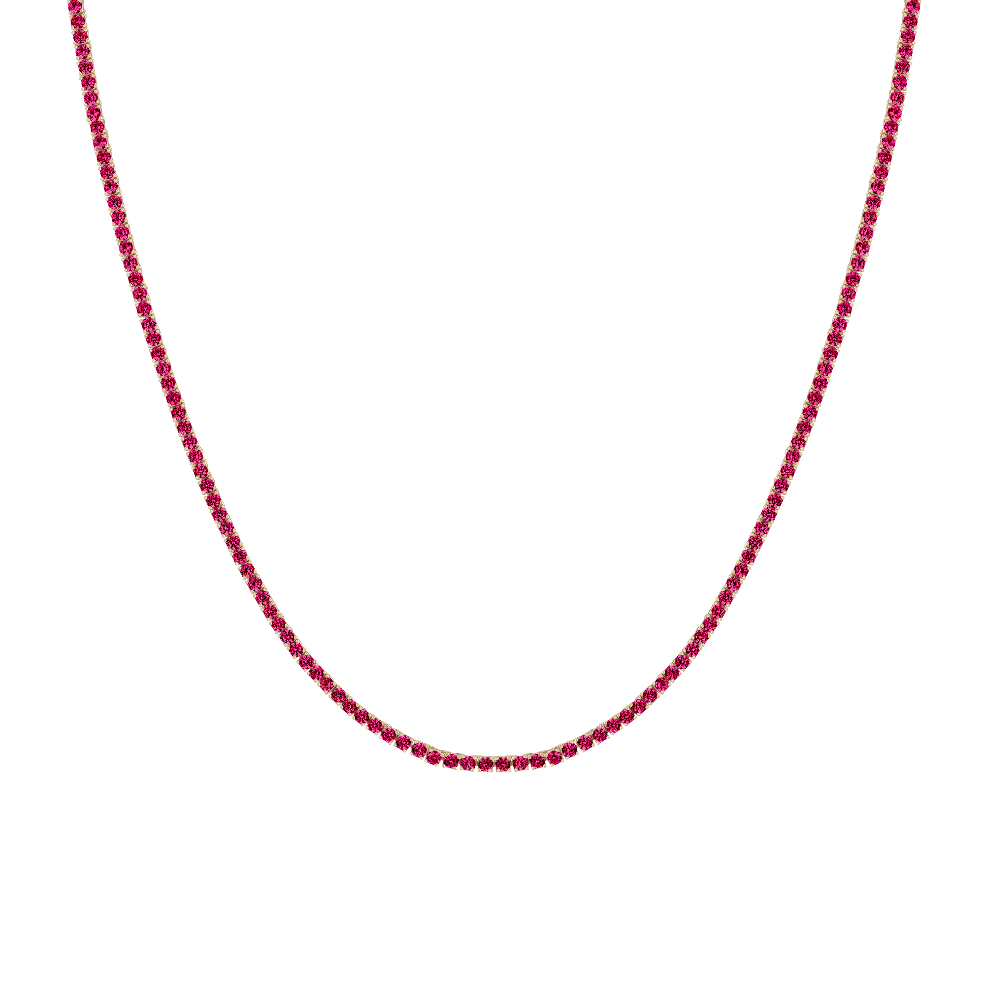 Lab Grown Red Ruby Tennis Necklace