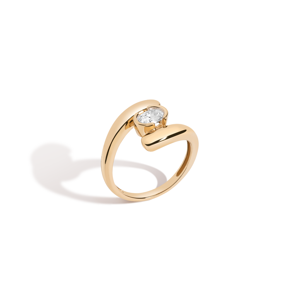 Lab Grown White Sapphire Ellipse Ring