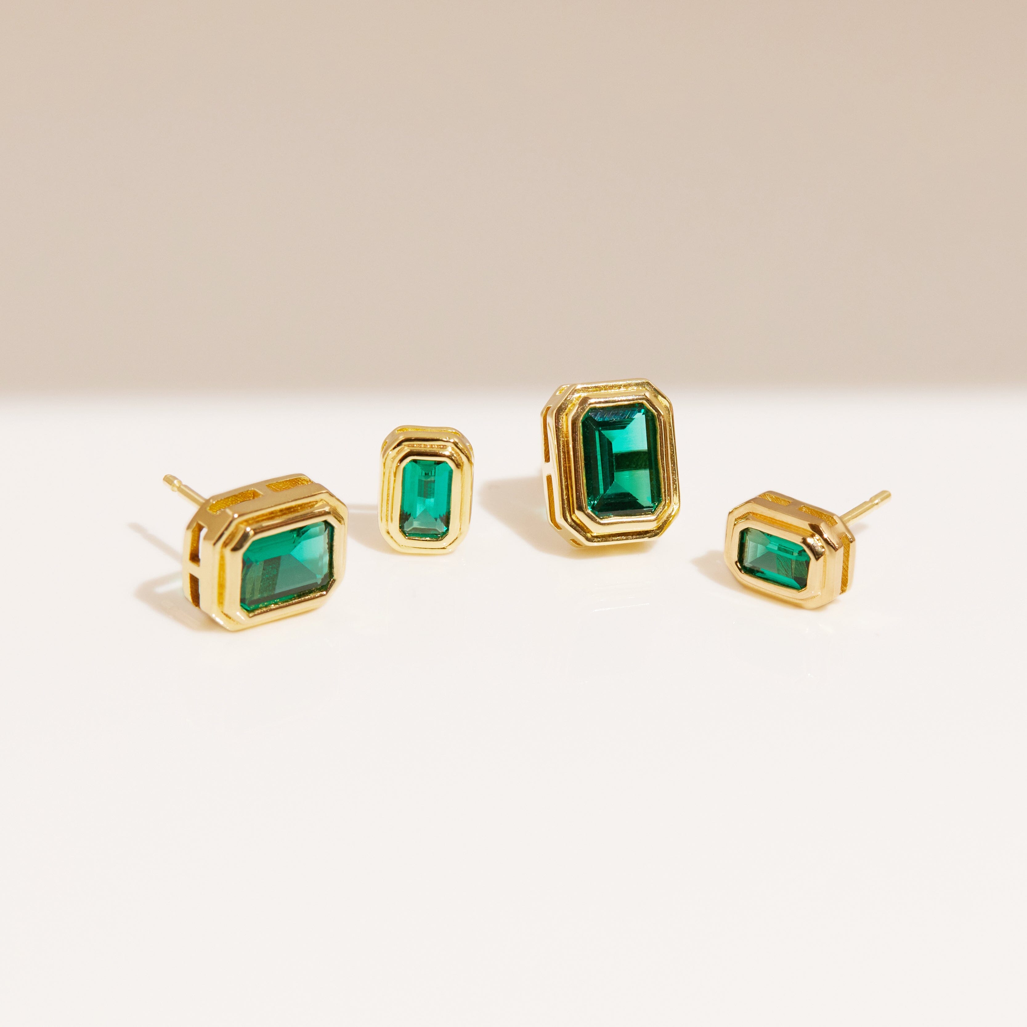 Lab Grown Emerald Heirloom Stud Earrings