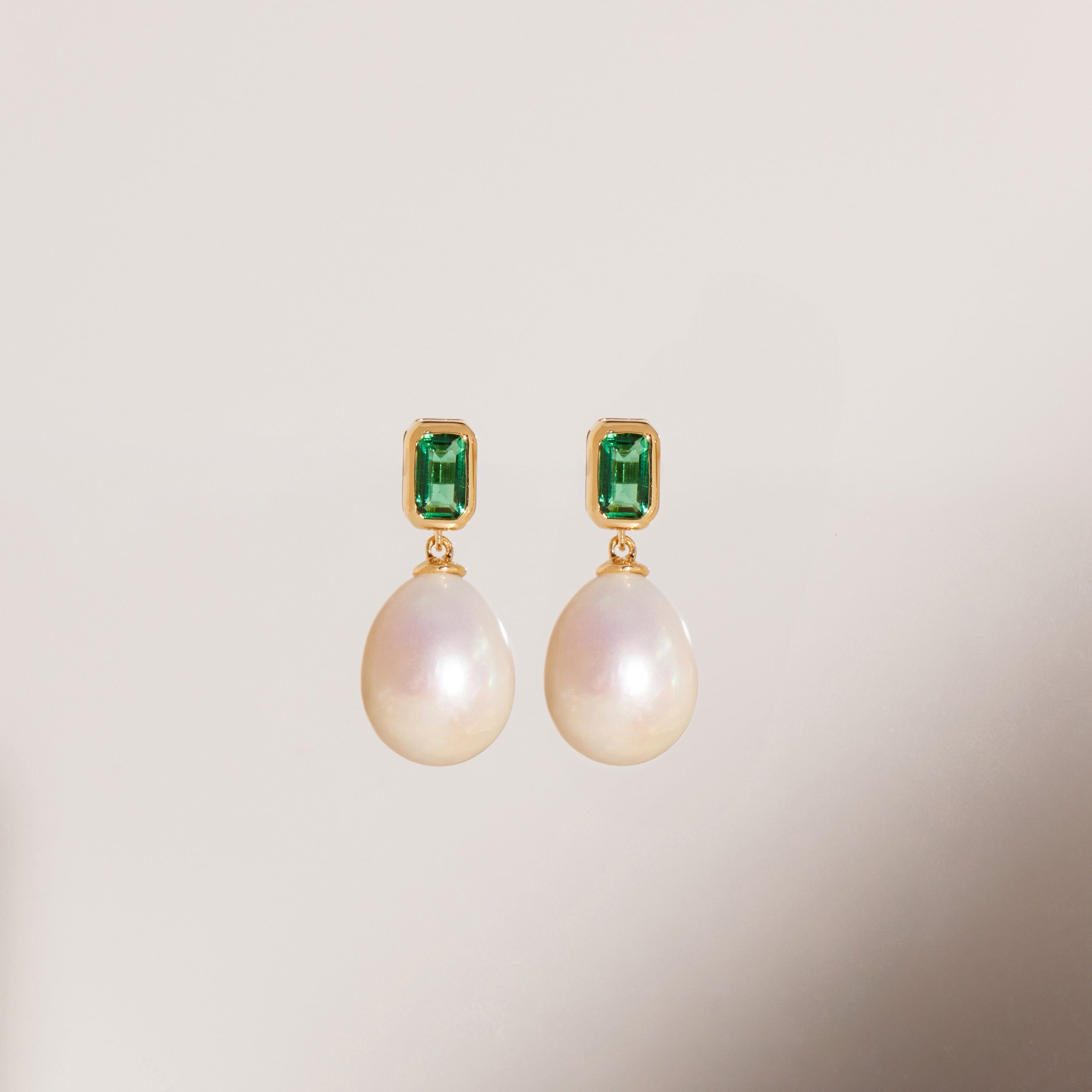Emerald Heirloom Pearl Drop Earrings