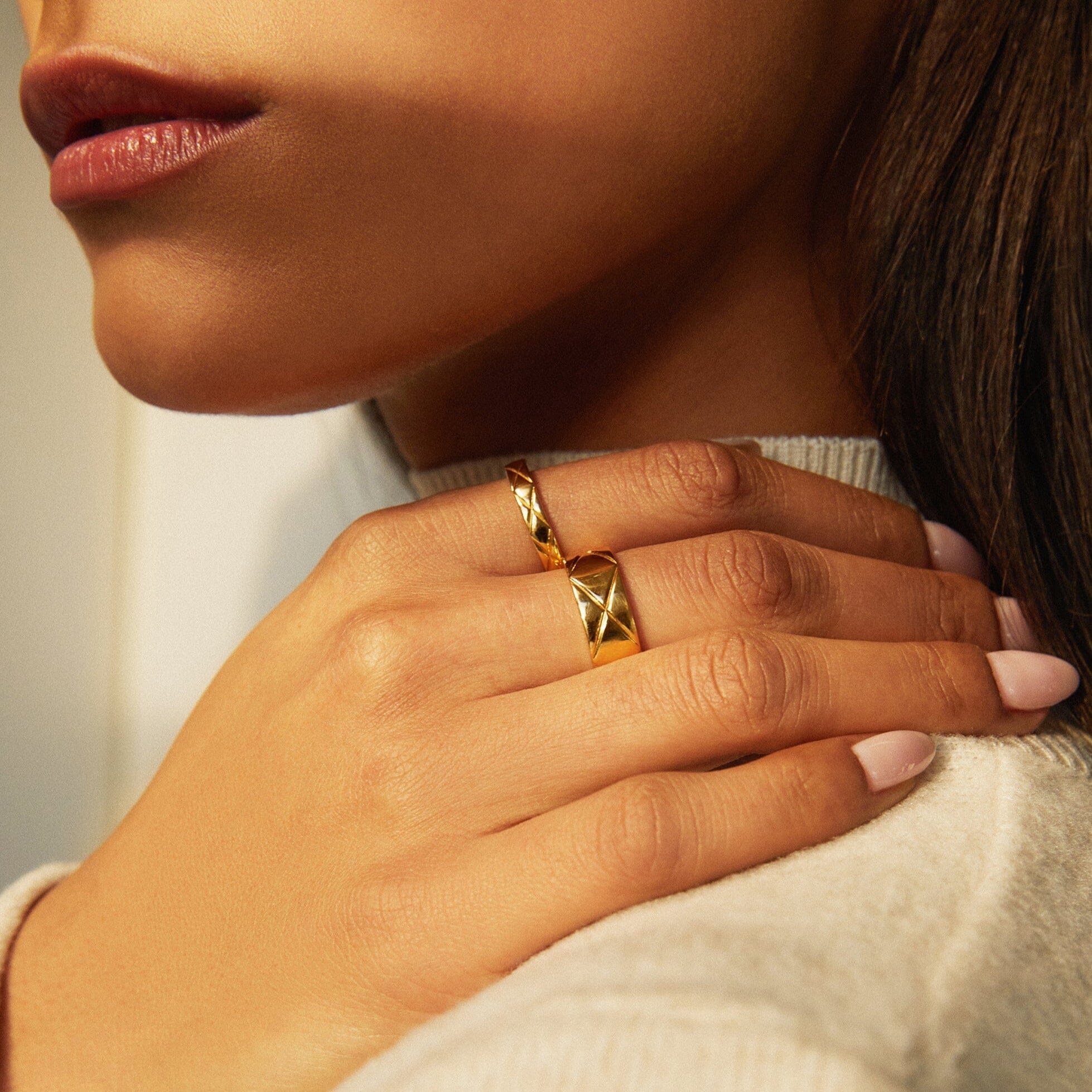 Mini Quilted Gold Ring