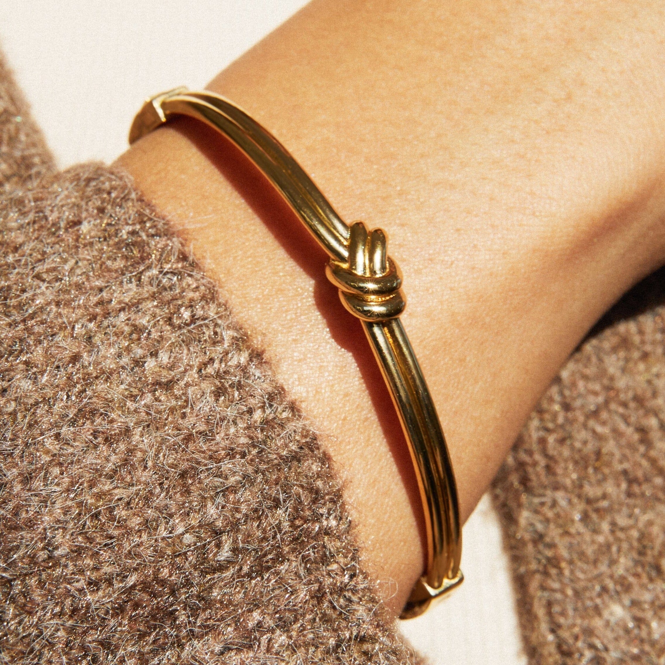 Gold Knot Hinged Bracelet