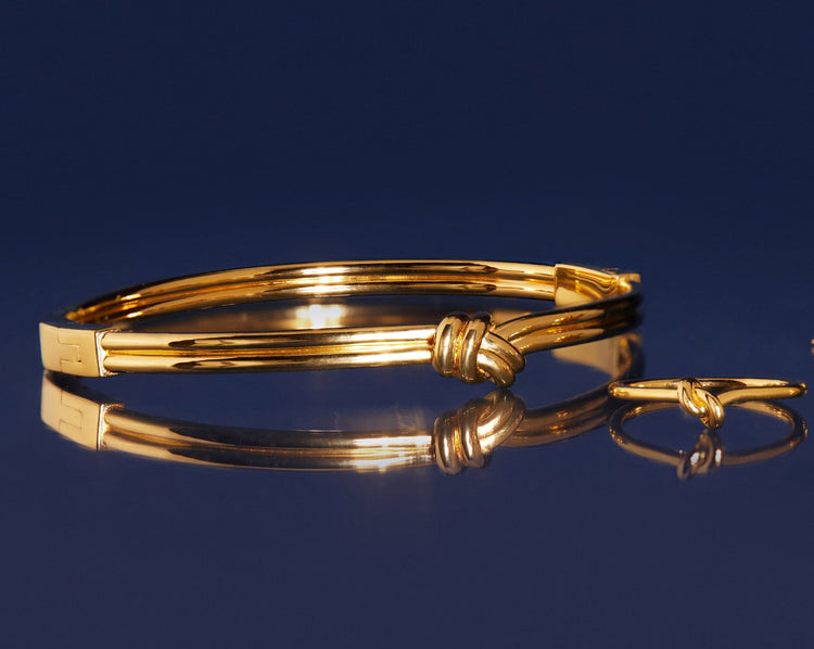 Gold Knot Hinged Bracelet
