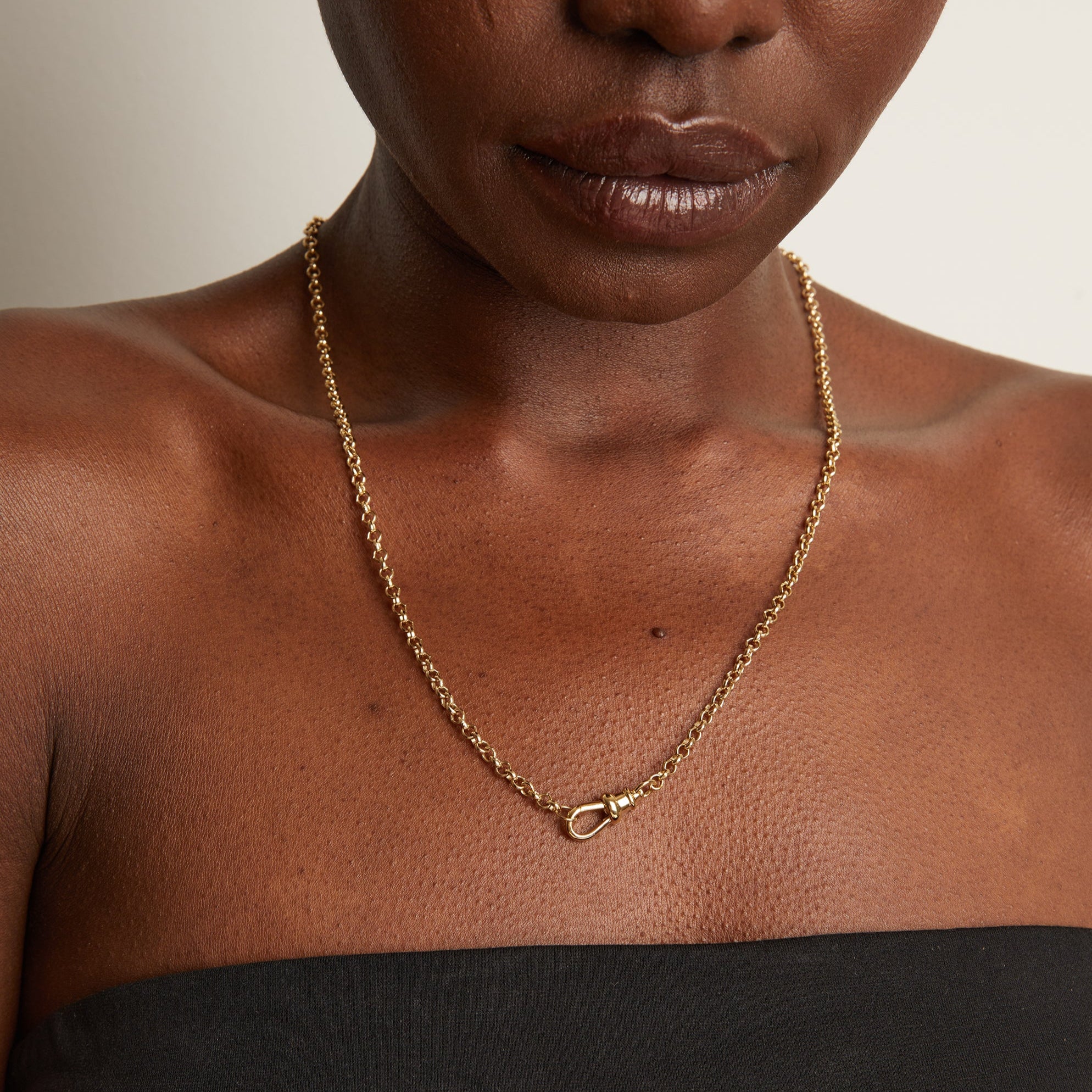 Gold Rolo Chain Necklace in Yellow, Rose or White Gold