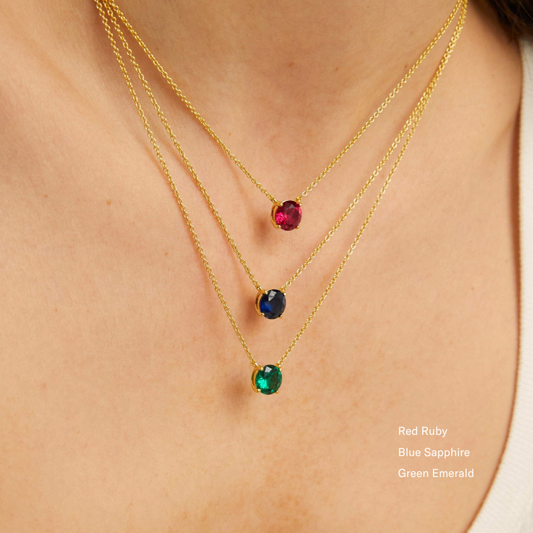 Round Gemstone Solitaire Necklace