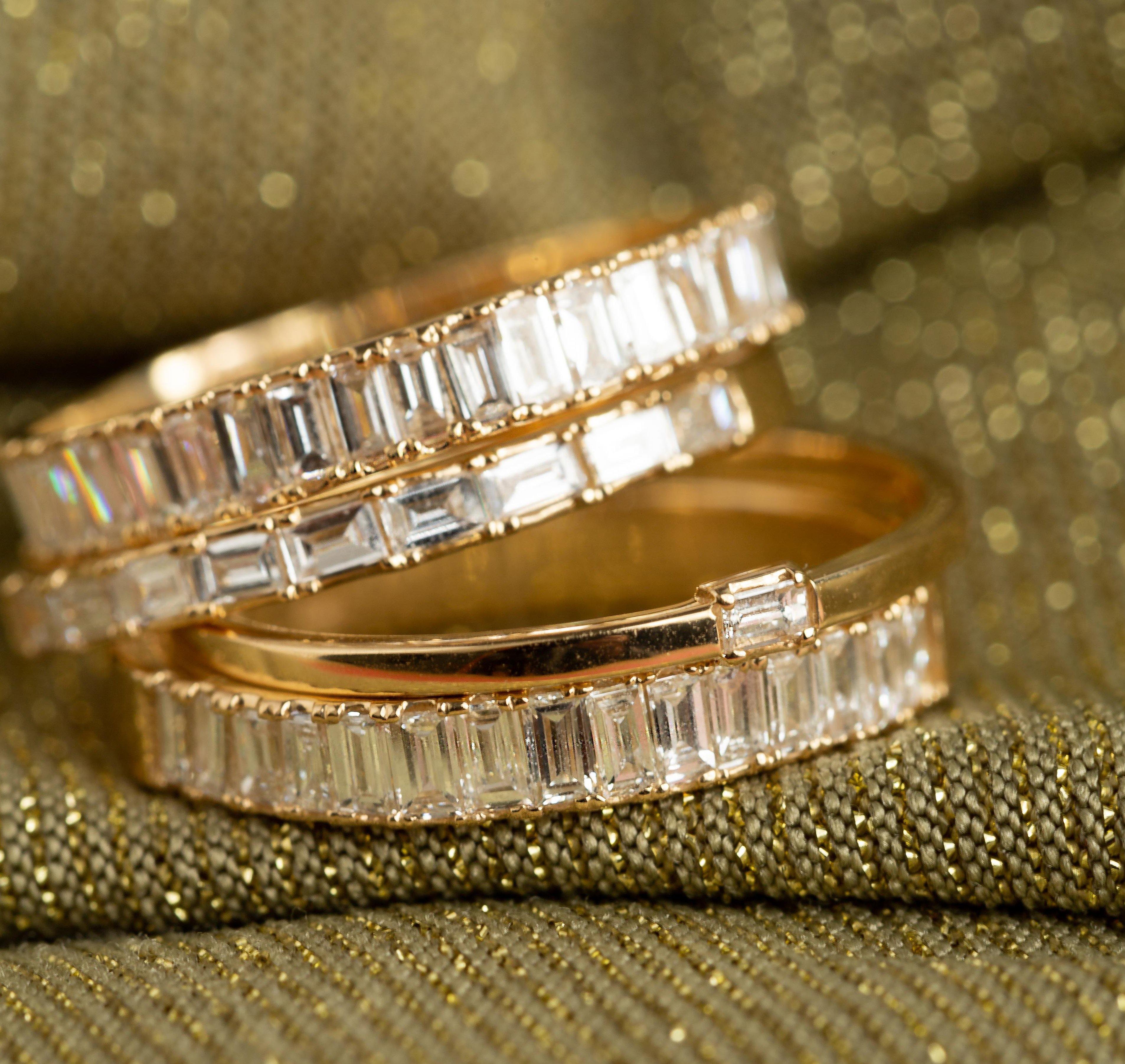 Bold Diamond Baguette Ring in Yellow, Rose or White Gold