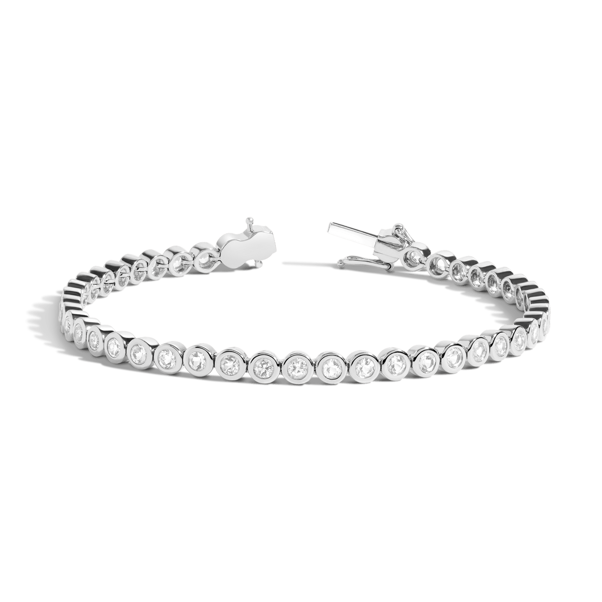 Diamond Bezel Tennis Bracelet in Yellow, Rose or White Gold
