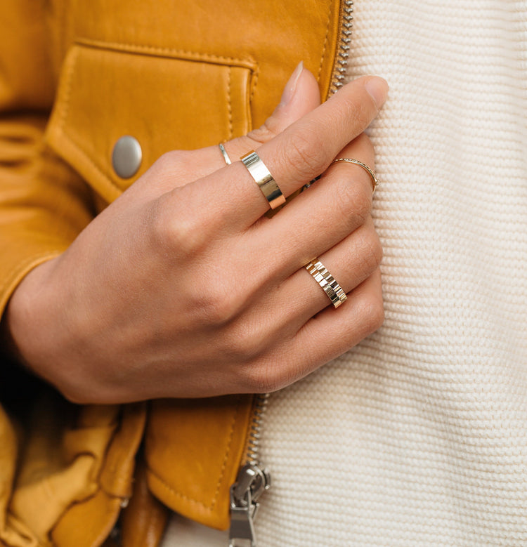 Modern Cigar Band in Yellow, Rose or White Gold