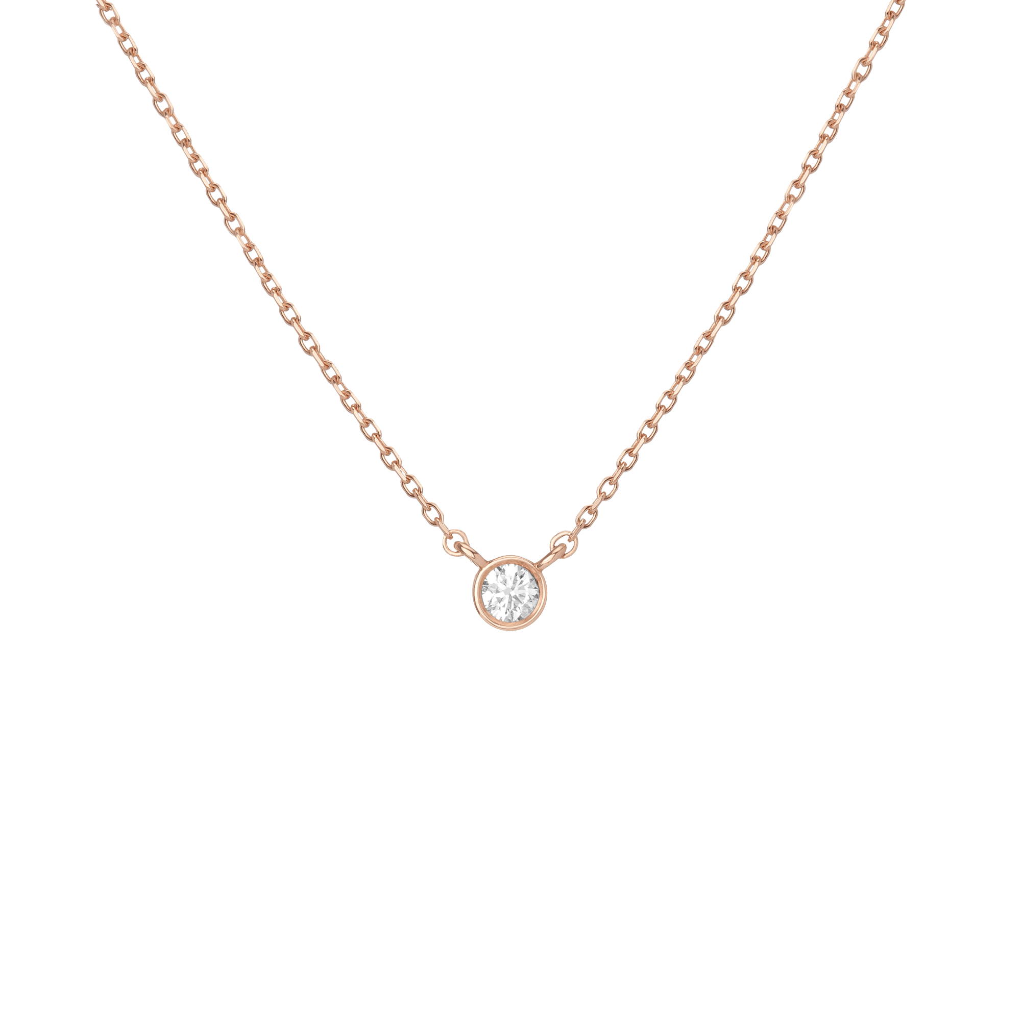 Medium Diamond Bezel Necklace in Yellow, Rose or White Gold