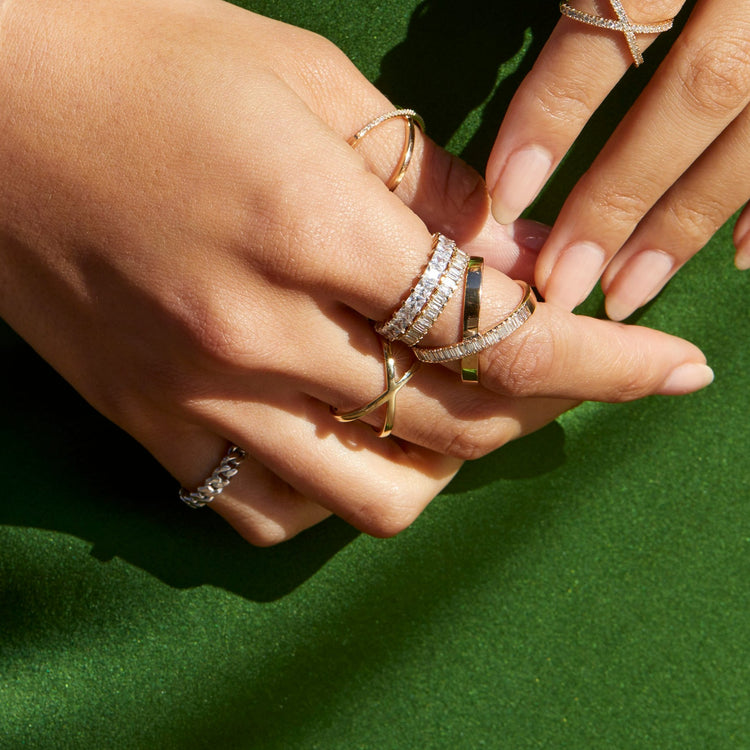 X Ring in Yellow, Rose or White Gold