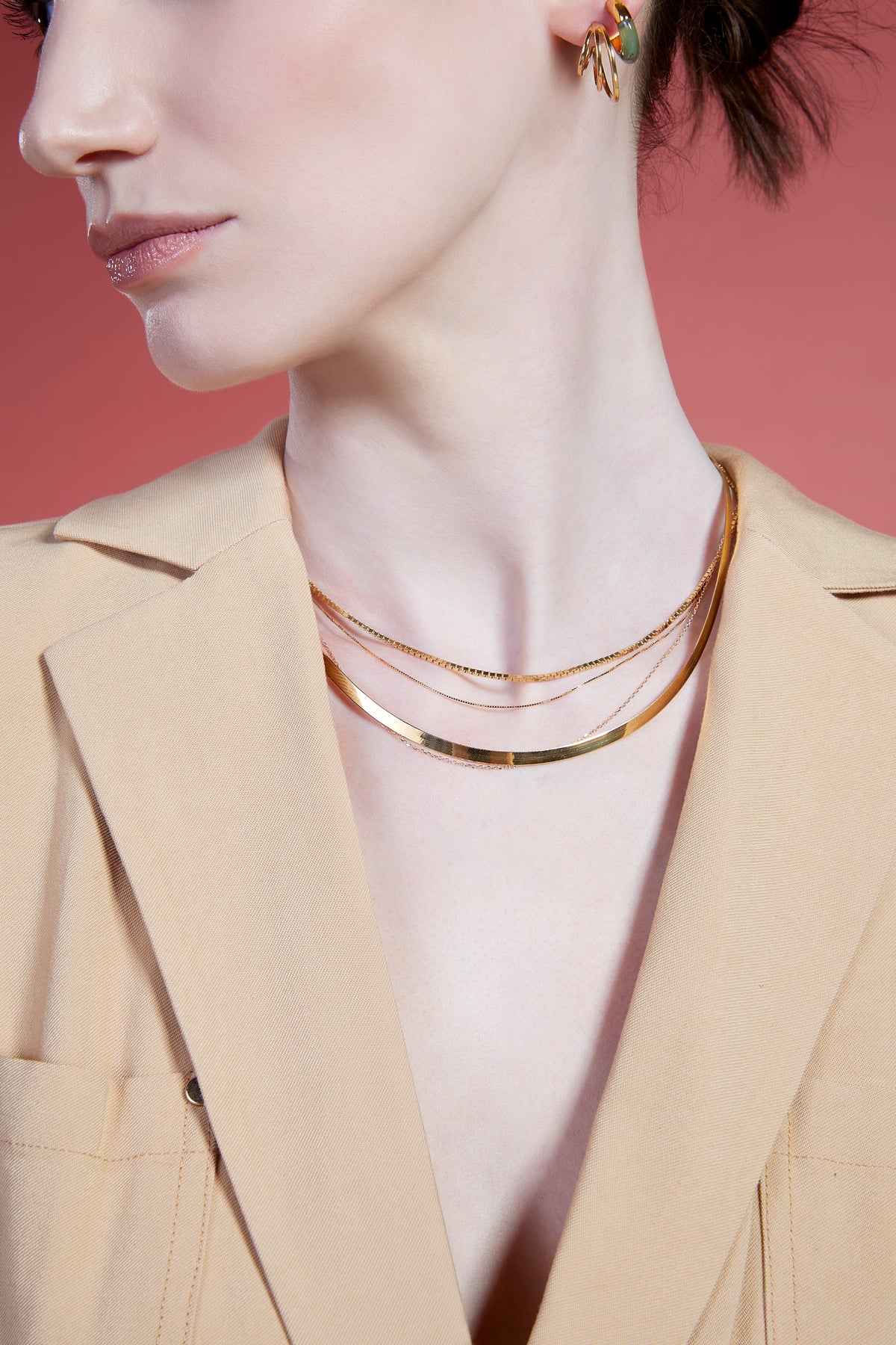 Small Box Chain Necklace in Yellow, Rose or White Gold