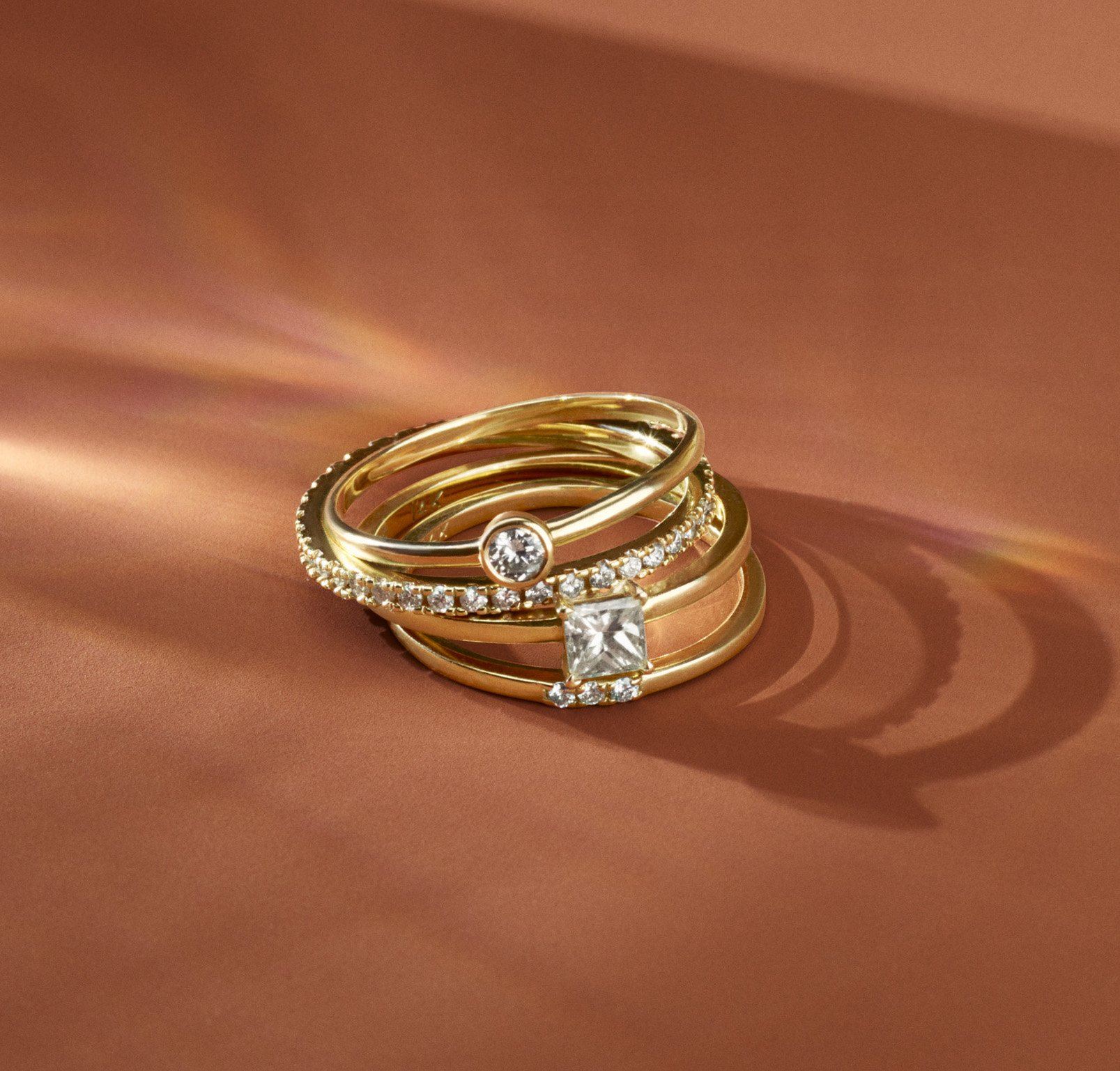 Diamond Stacker Ring in Yellow, Rose or White Gold