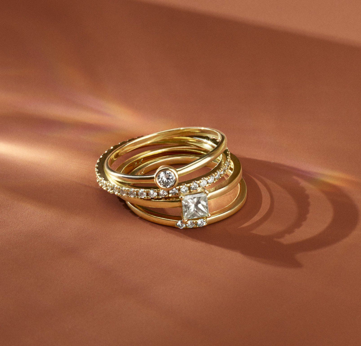Diamond Stacker Ring in Yellow, Rose or White Gold