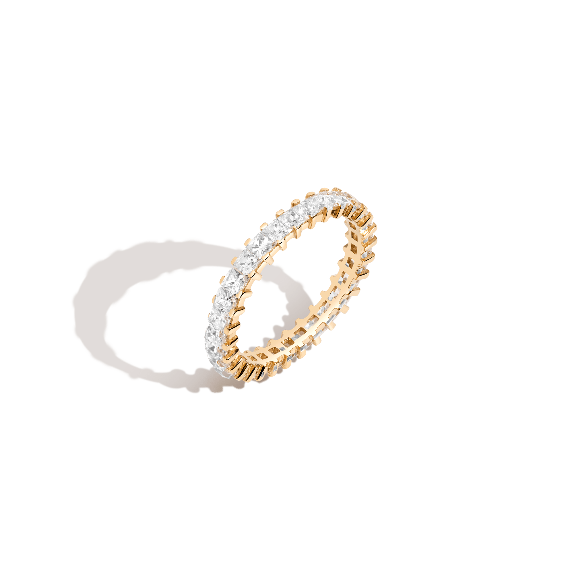 Large Princess Cut Eternity Ring in Yellow, Rose or White Gold