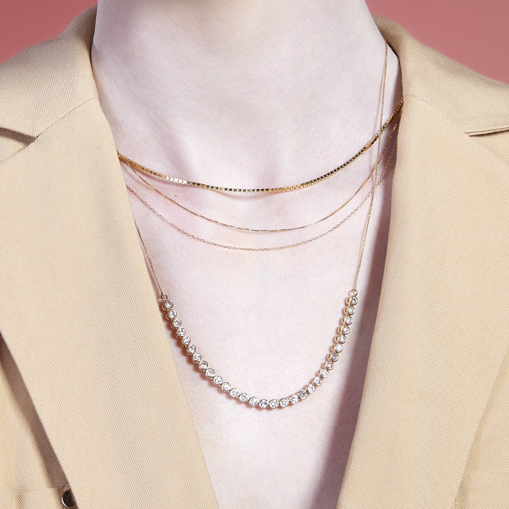 Gold Diamond Cut Chain Necklace in Yellow, Rose or White Gold