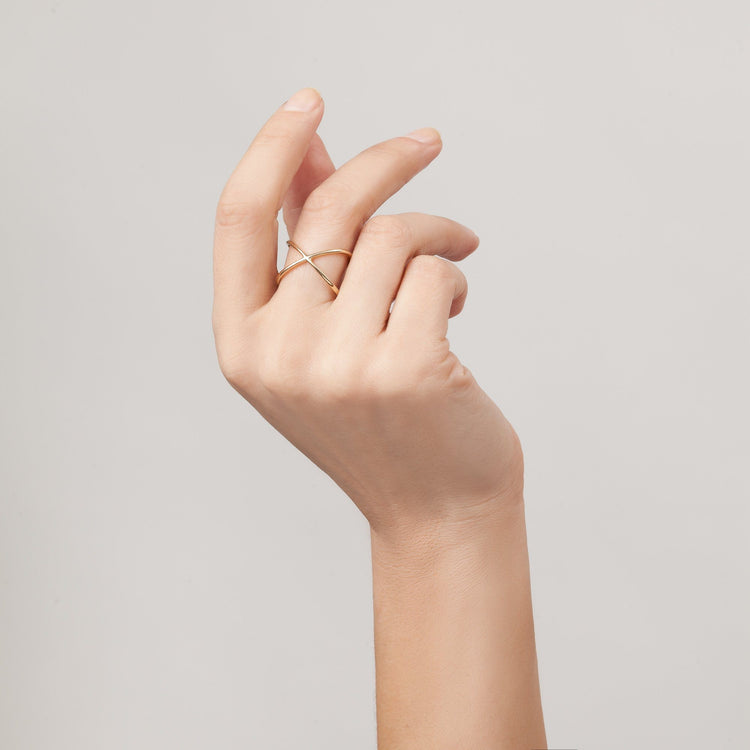 X Ring in Yellow, Rose or White Gold