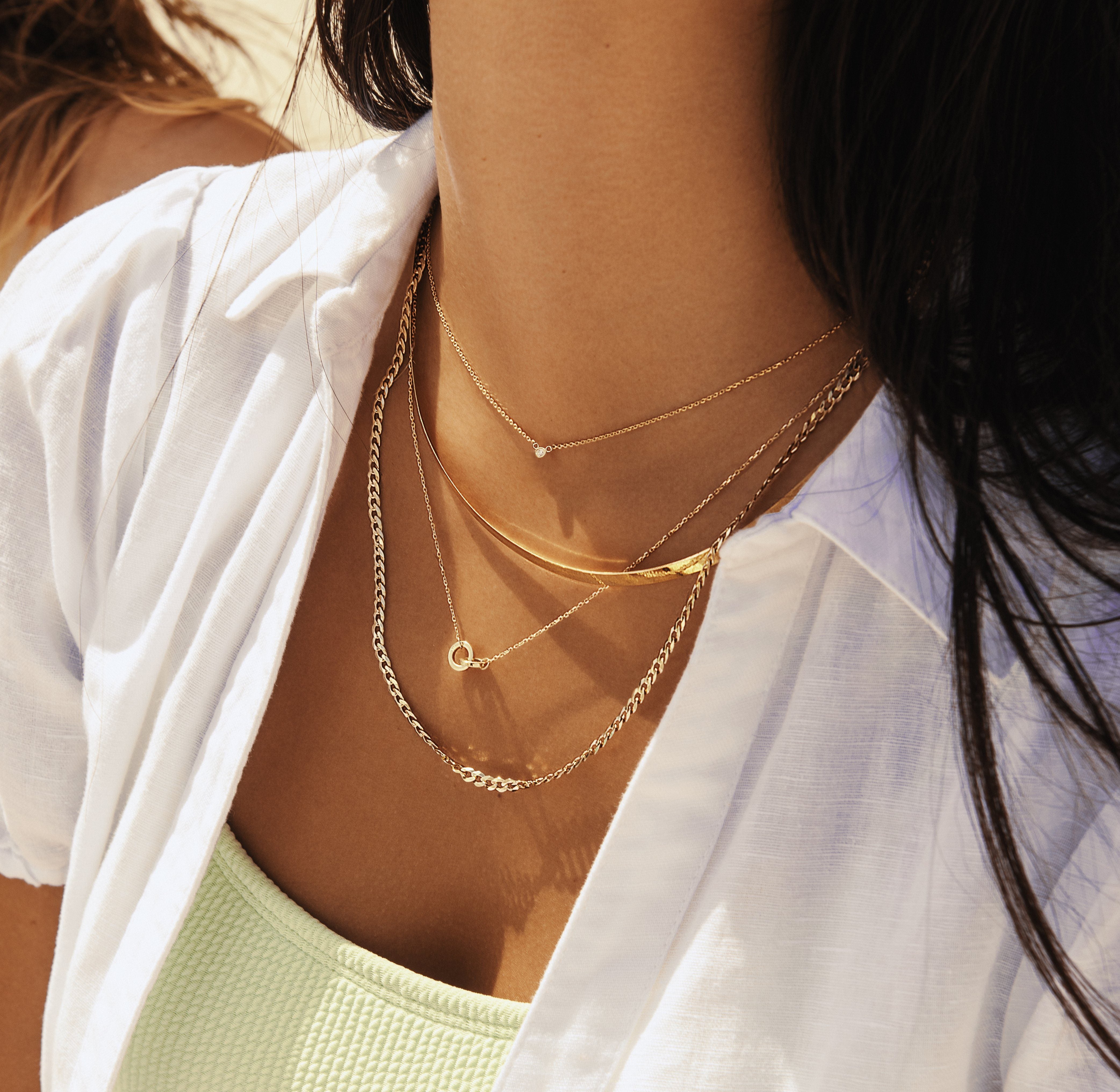 Mini Diamond Bezel Necklace in Yellow, Rose or White Gold