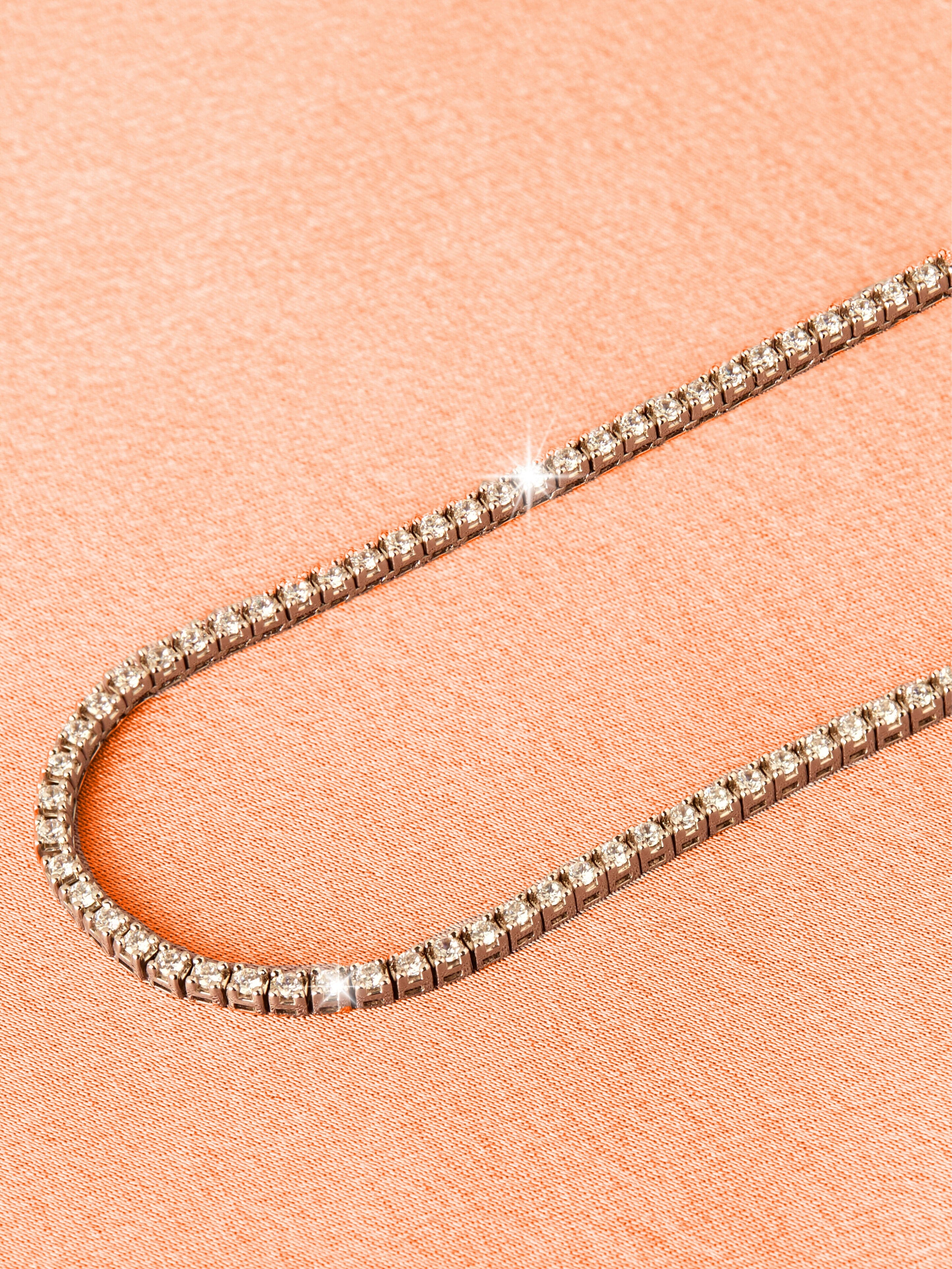 Classic Diamond Tennis Necklace (Lab) in Yellow, Rose or White Gold